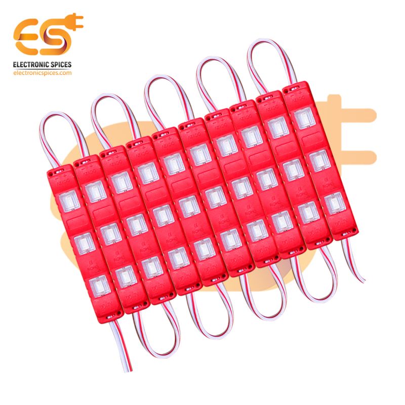 Buy 12V 2W Bright Red Color Waterproof 5630 3 LED module pack of 10pcs