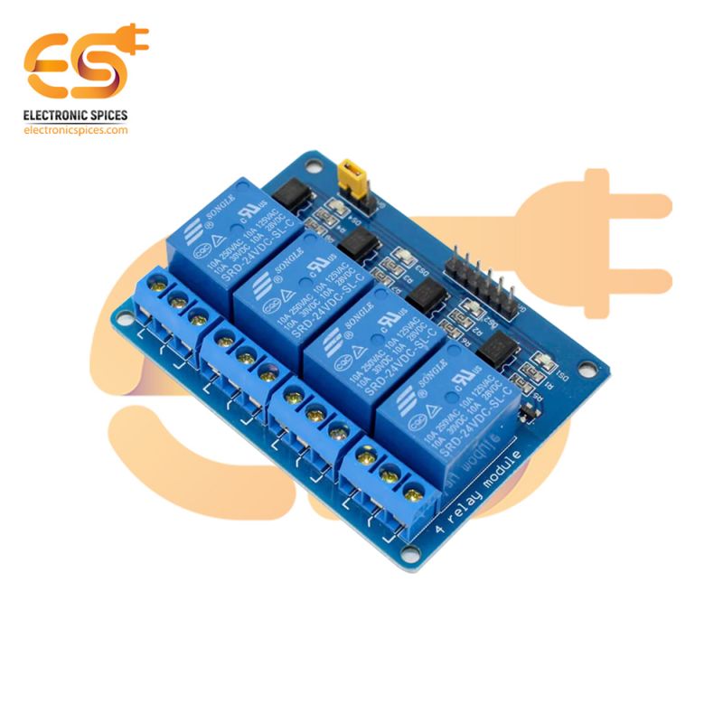 Buy 24V 4 channel relay module with light coupling | Electronic Spices