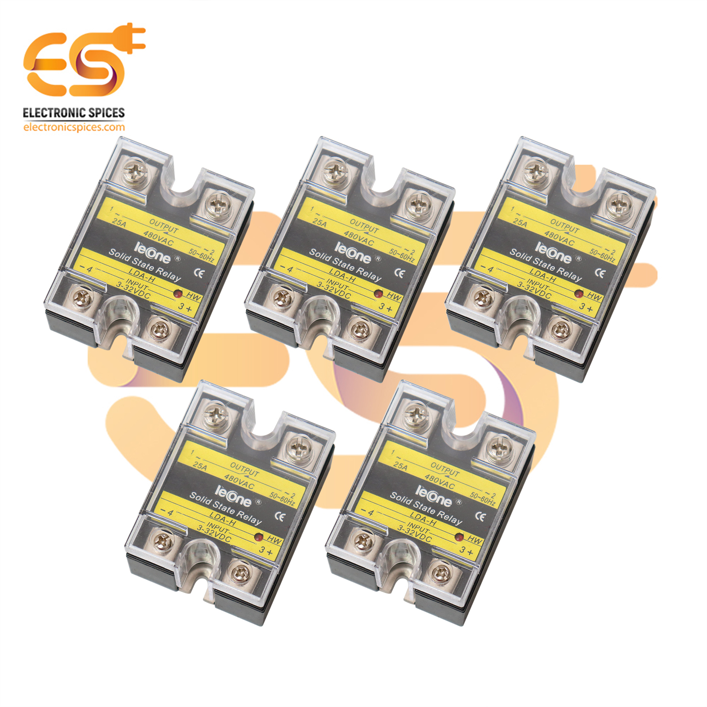 Buy SSR-25DA 3V-32V DC 25A solid state relay pack of 5pcs