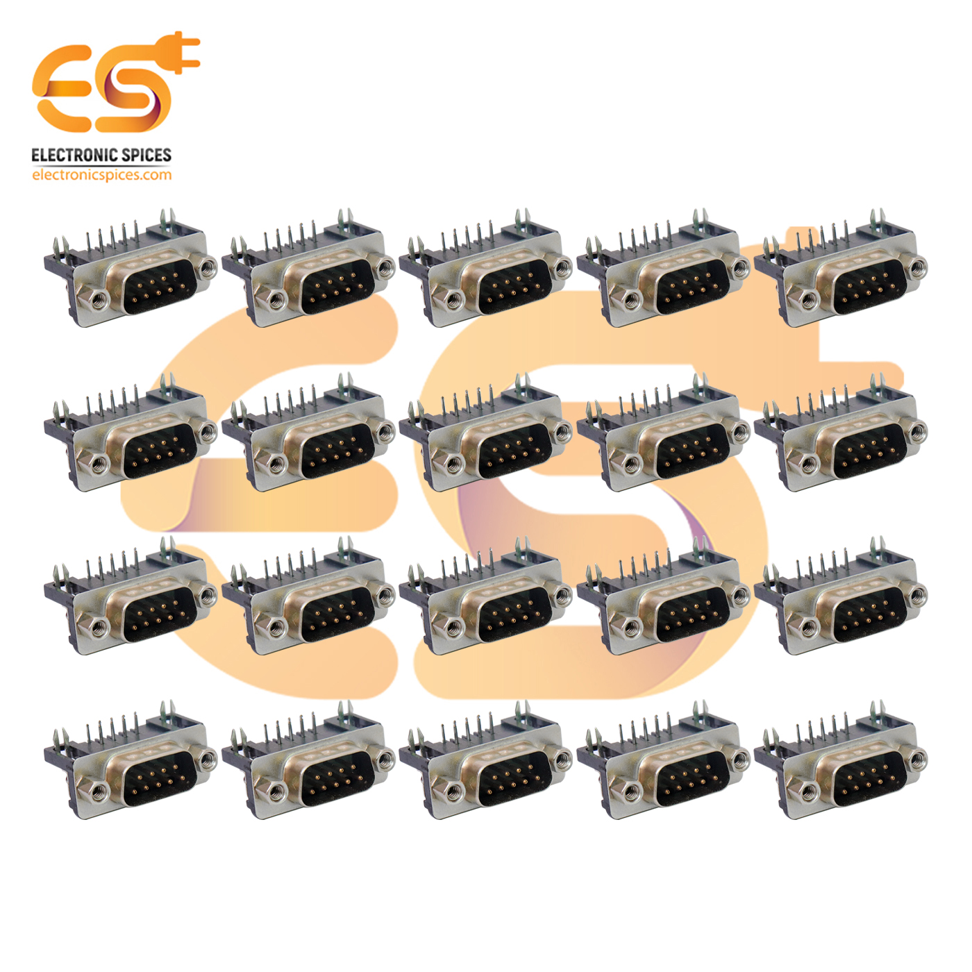 Buy DE-9 9 pin Right angle panel mount D-sub miniature male connectors ...