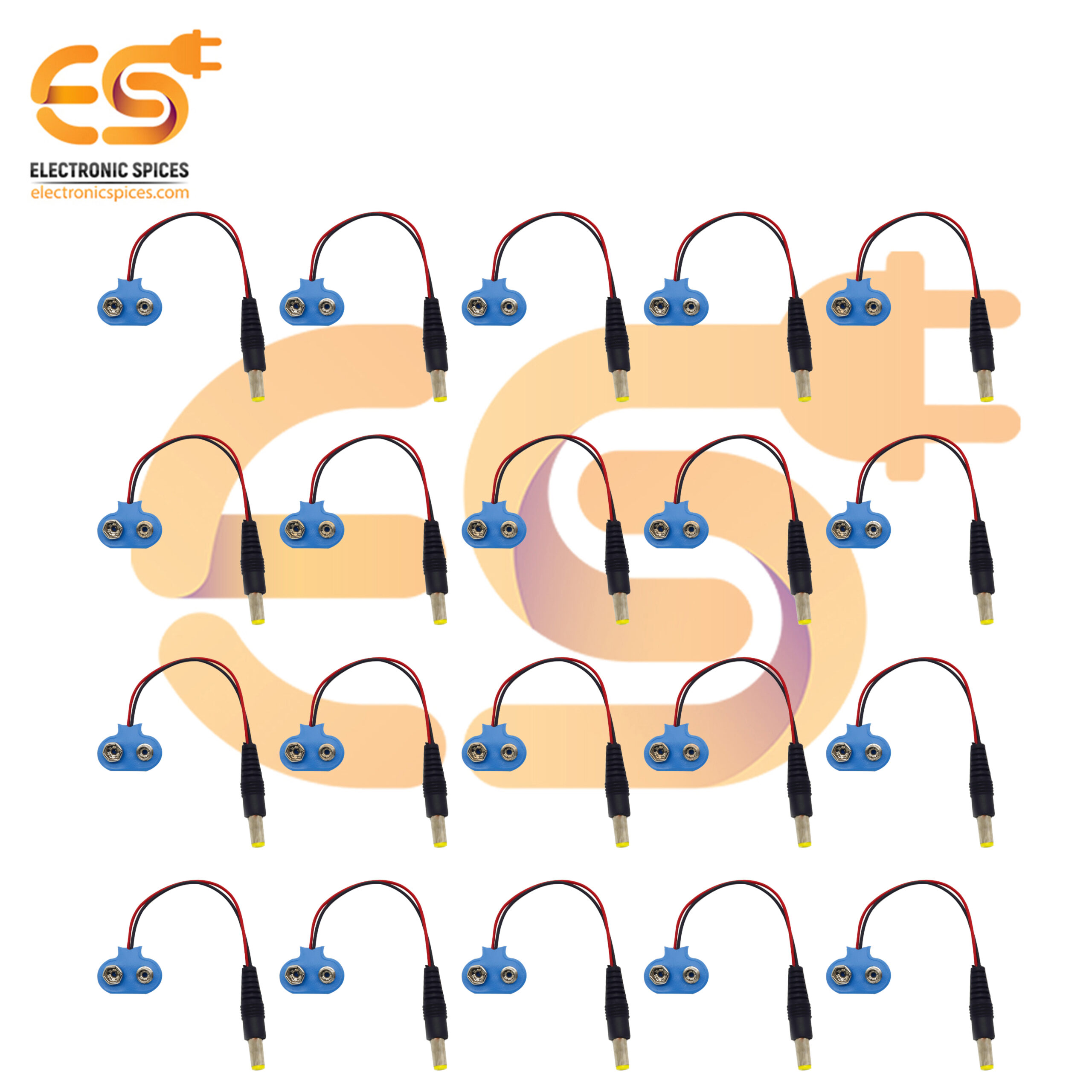 Buy 9V battery clip connectors with 3.5mm pin jack pack of 100pcs