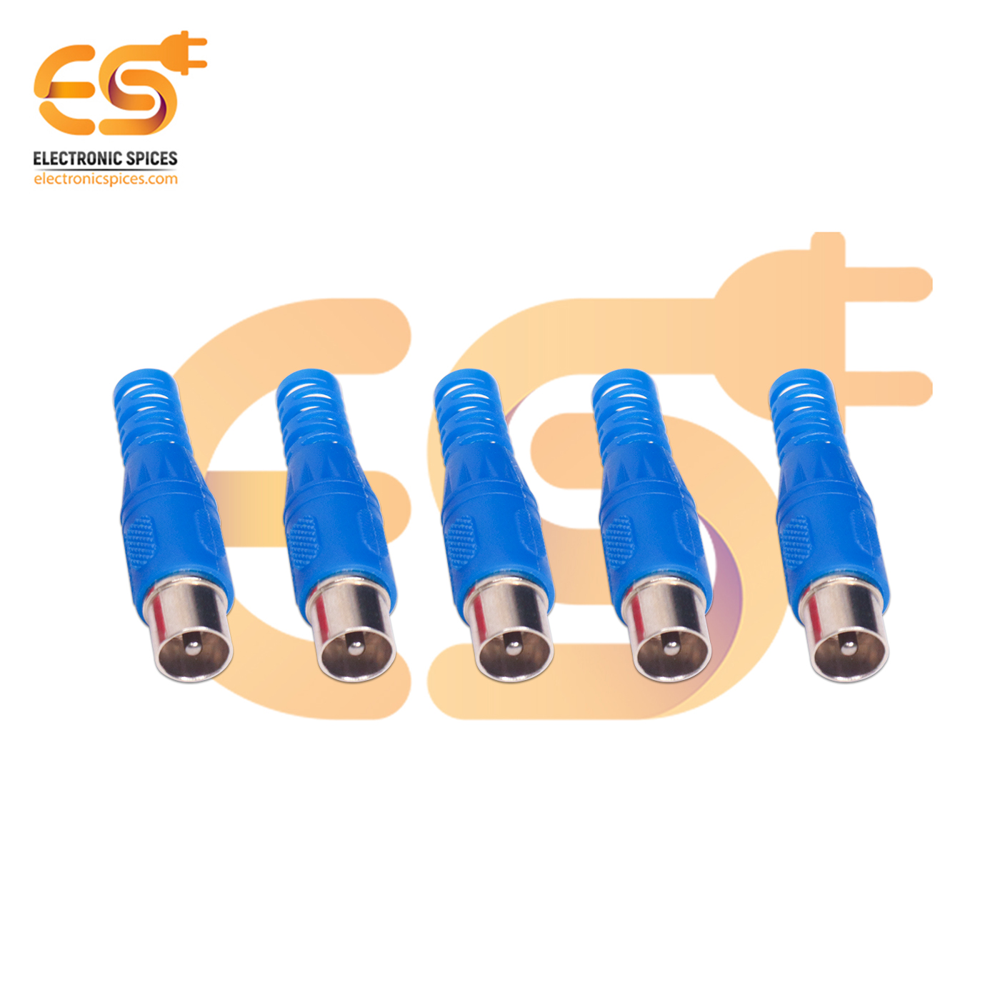 Buy Blue color RCA Male plug solder audio connector pack of 5pcs