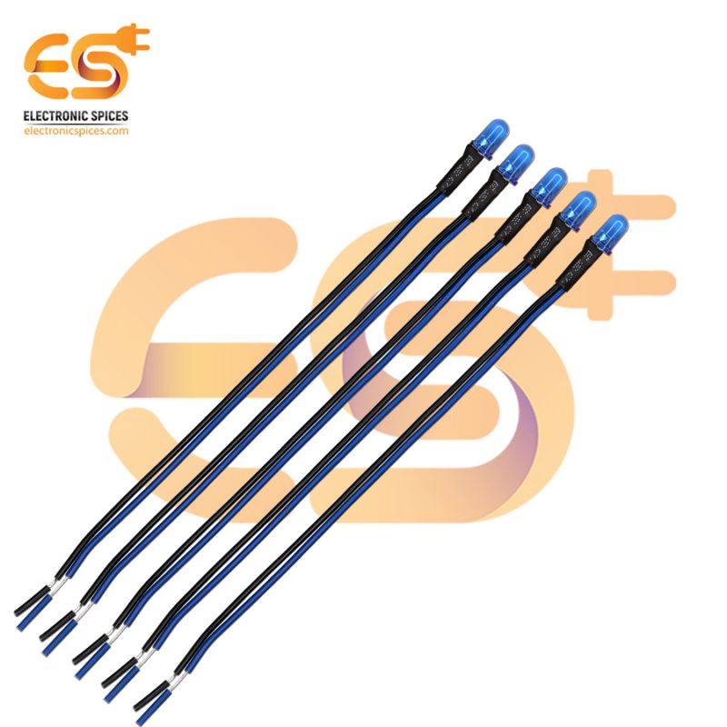 Buy 5mm Blue color LED round shape with wire attach pack of 20pcs (Blue ...