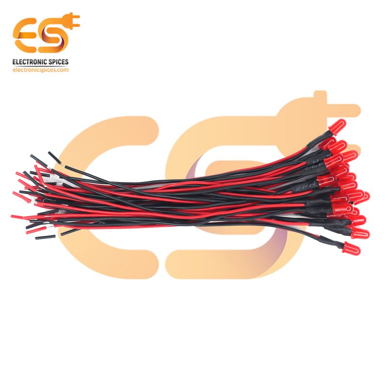 Buy 5mm Red color LED round shape with wire attach