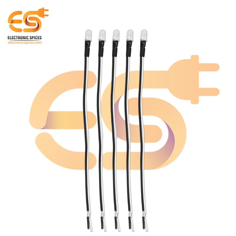 Buy 5mm White color LED round shape with wire attach