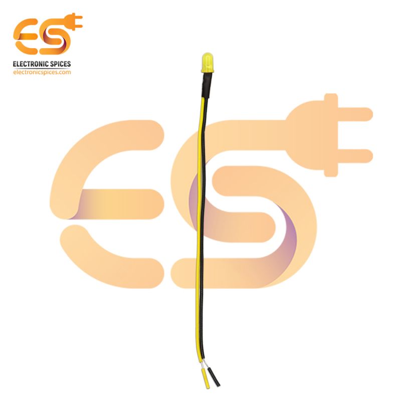 Buy 5mm Yellow color LED round shape with wire attach pack of 20pcs ...