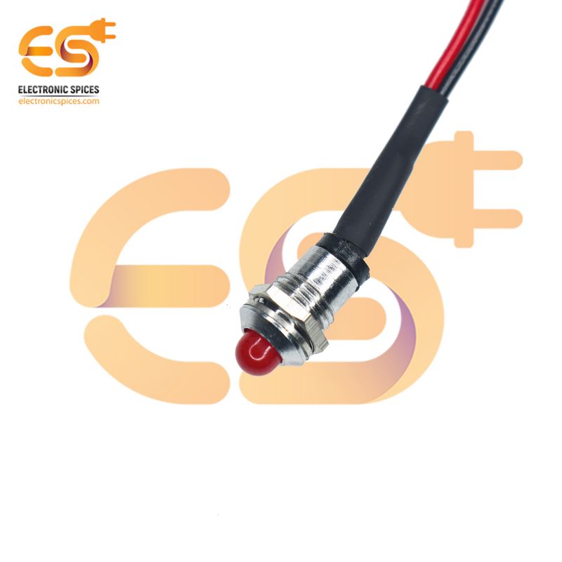 Buy 5mm Red color LED round shape with Dustproof socket and wire at an ...