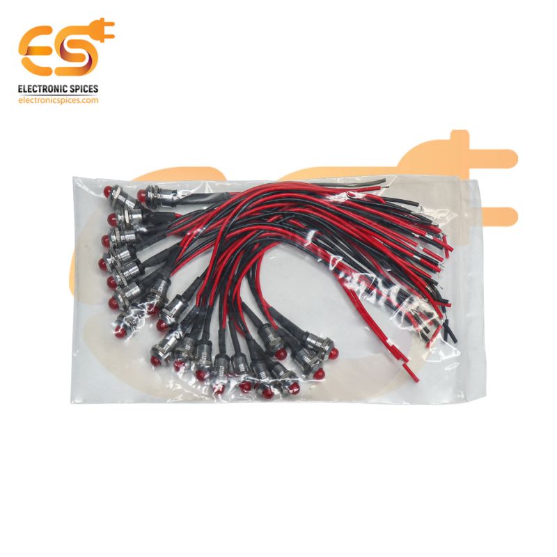 Buy 5mm Red color LED round shape with Dustproof socket and wire at an ...