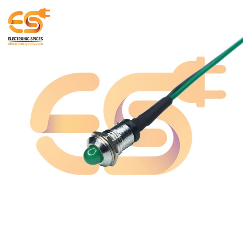Buy 5mm Green color LED round shape with Dustproof socket and wire