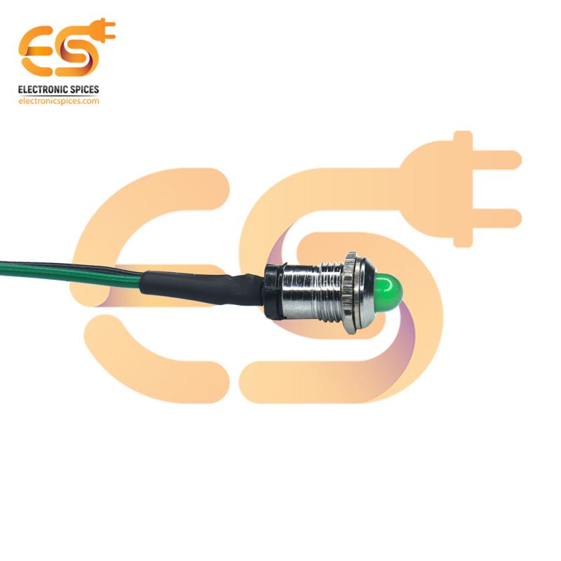 Buy 5mm Green color LED round shape with Dustproof socket and wire