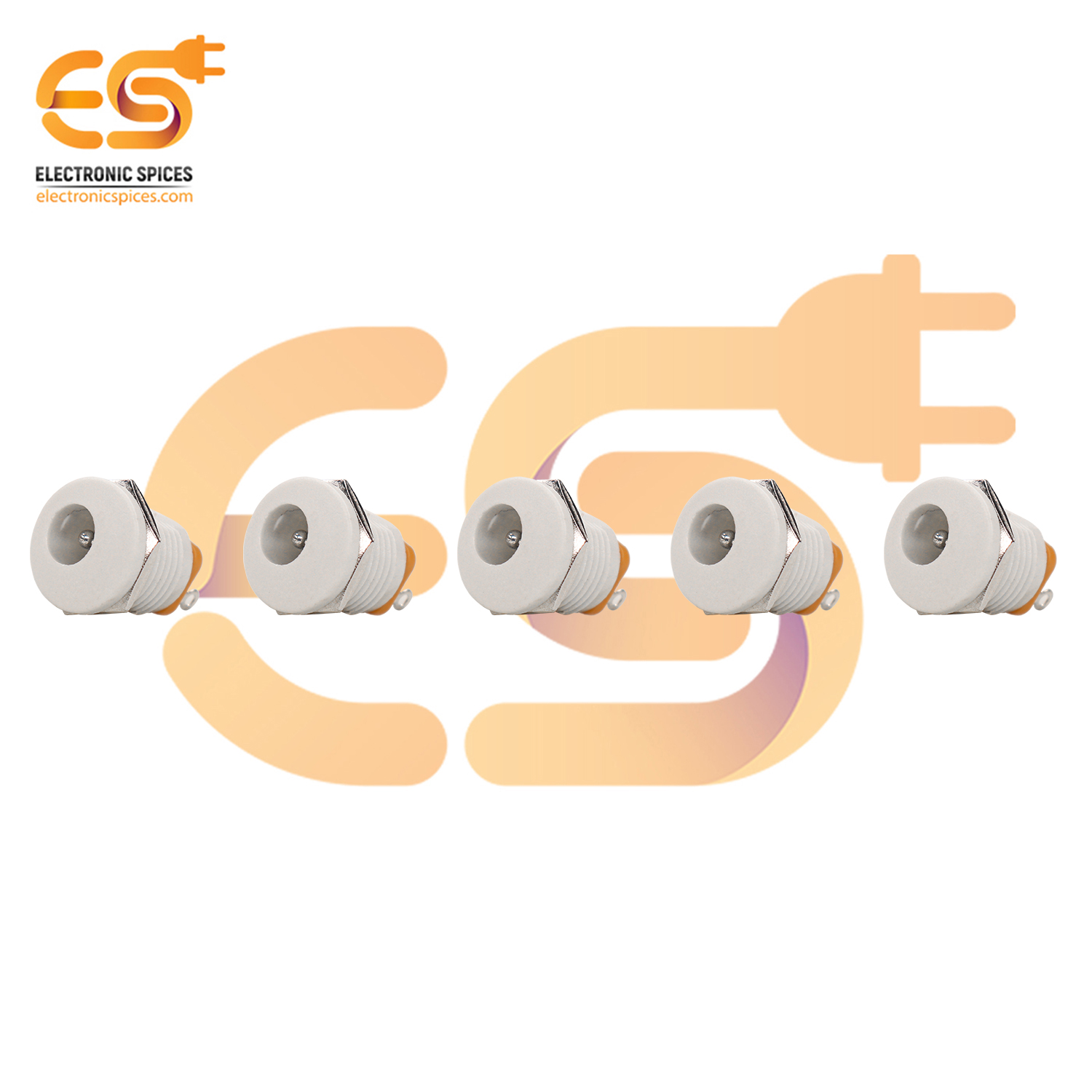 Buy White color Female jack 3 pin PCB Panel mount DC power connector