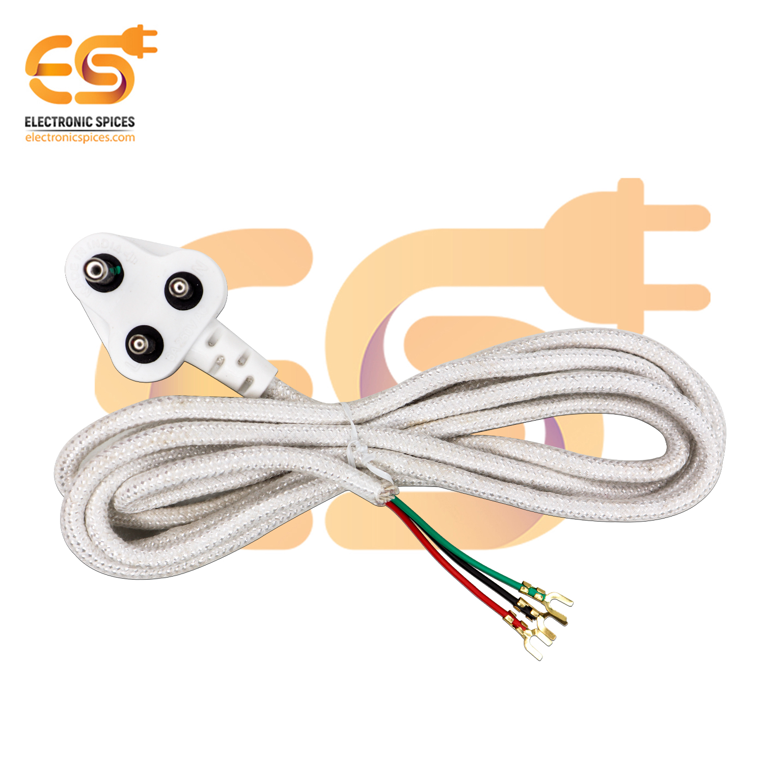 Buy 180V to 240V AC 6A 3 pin White color Power supply AC extension ...