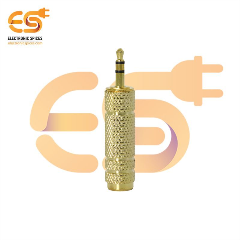 Buy Mono 3.5mm male to 6.35mm female audio connectors Golden color pack ...