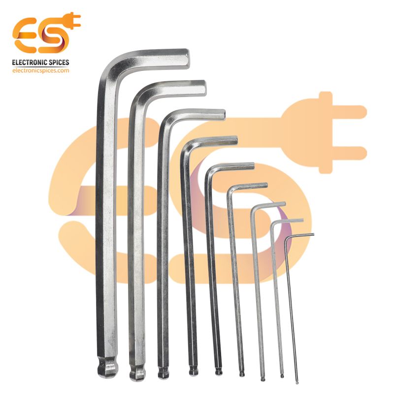 Buy Universal Ballpoint or Allen L shape socket wrench key set of 9 pieces