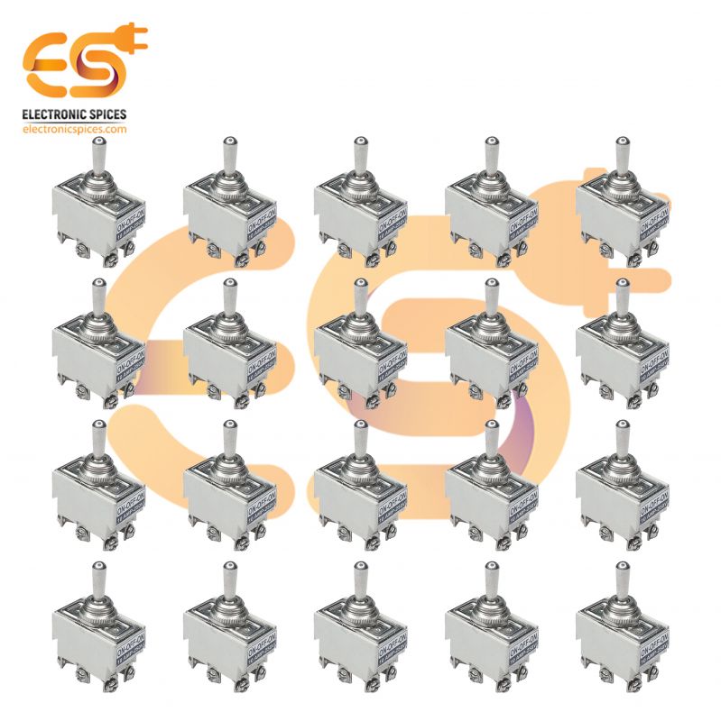 10A 250V 6-Pin Mini Toggle Switch ON/OFF/ON (White) - 20pcs ...