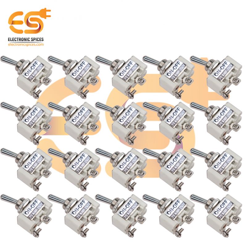 Buy 10A 250V 2-Pin Mini Toggle Switch ON/OFF (White) - 20pcs ...