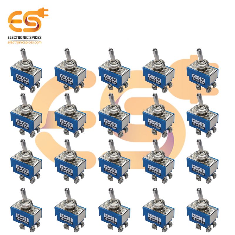 Buy 15A 250V 4-Pin Mini Toggle Switch ON/OFF (Blue) - 20pcs ...