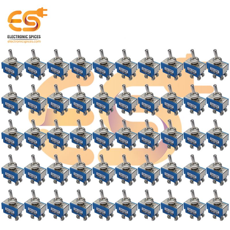 15A 250V 4-Pin Mini Toggle Switch ON/OFF (Blue) - 50pcs | Electronics ...
