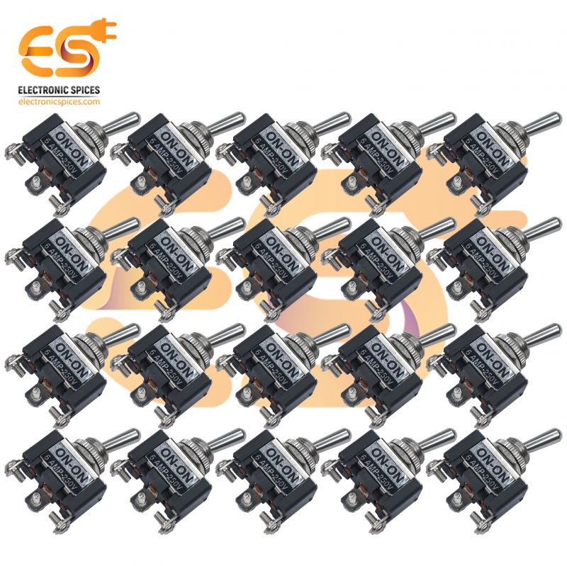 Buy 6A 250V 3-Pin Mini Toggle Switch ON/OFF (Black) - 20pcs ...