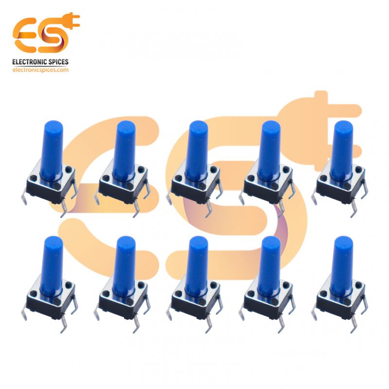 Buy 6 x 6 x 14mm Blue Color Tactile Momentary Push Buttons