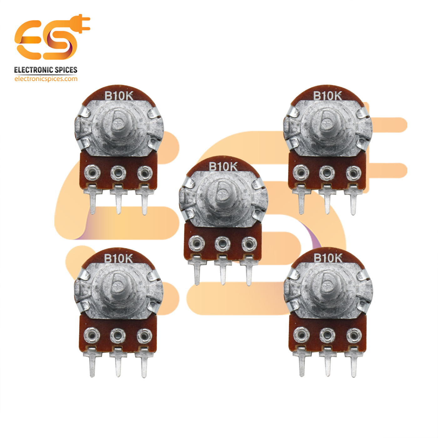 Buy 10K Rotary potentiometer D shape shaft handle 3 pin pack of 5pcs