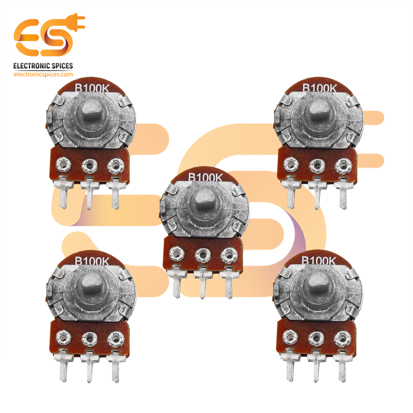 Buy 100K dual gang rotary potentiometer D shape shaft handle 6 pin