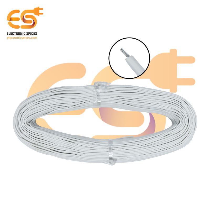 Buy 736 Copper Electrical Wire – 28 AWG, White, 91m at Electronics Spices