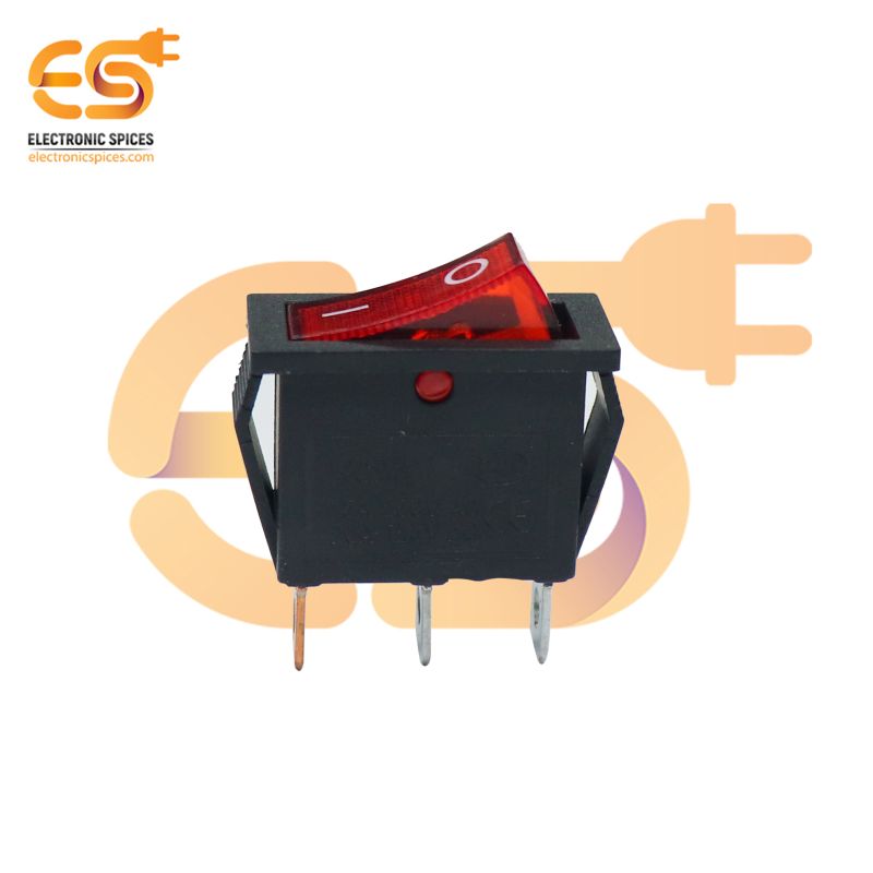 Buy KCD3 15A 250V Rocker Switch with Indicator - 3-Pin SPST, Red ...