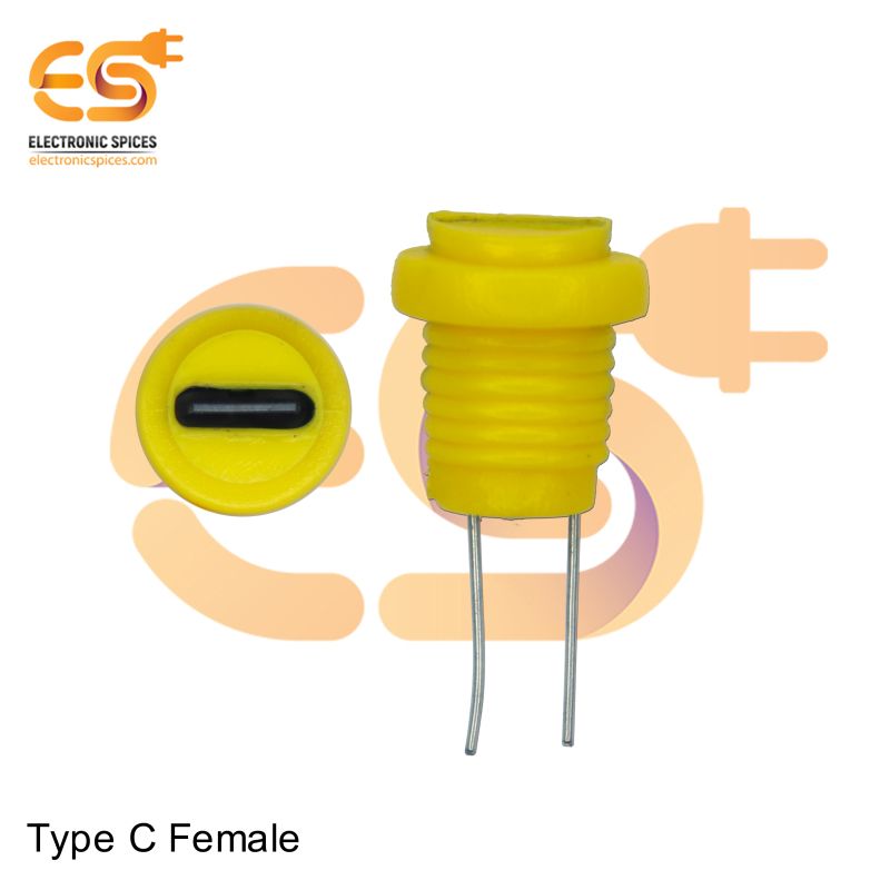 Buy 2-Pin Female USB Connectors (Yellow, C-Type) - 5 Pack