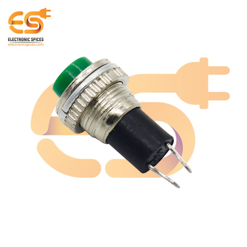 10mm Panel Mount Momentary Push Button Switch Green Color pack of 5