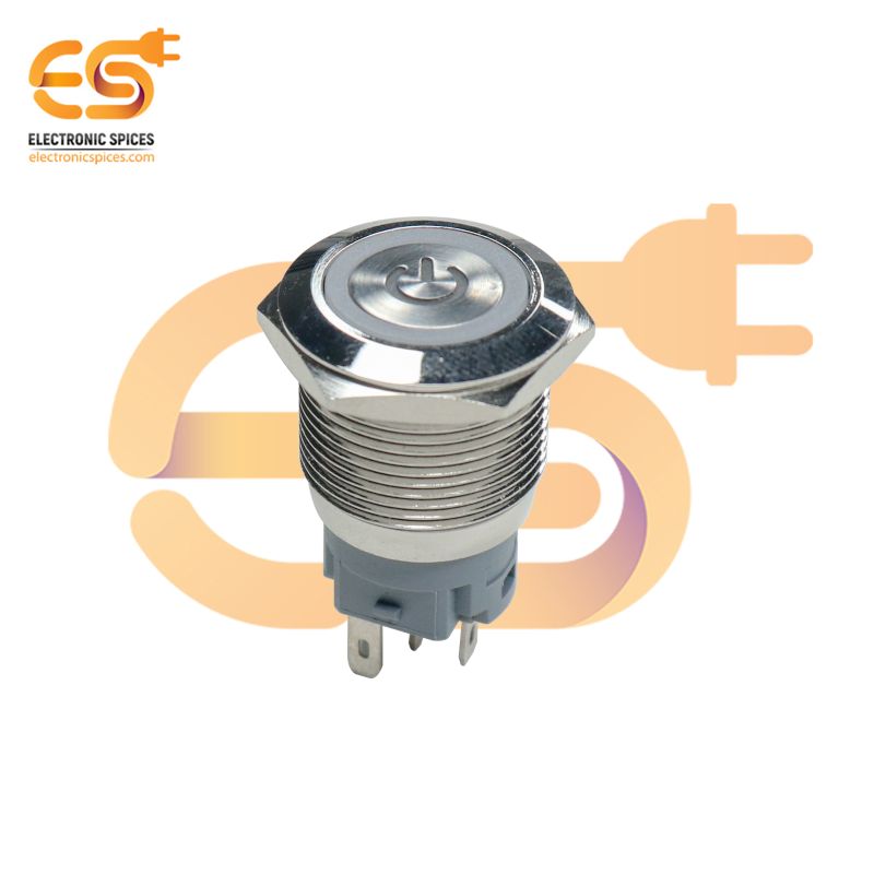 19 mm 12-24V Ring Light Latching Push Button Metal Switch with Yellow ...