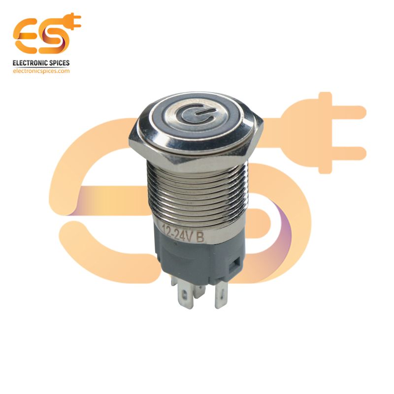 Buy 16mm Self Lock Push Button with Blue Indicator