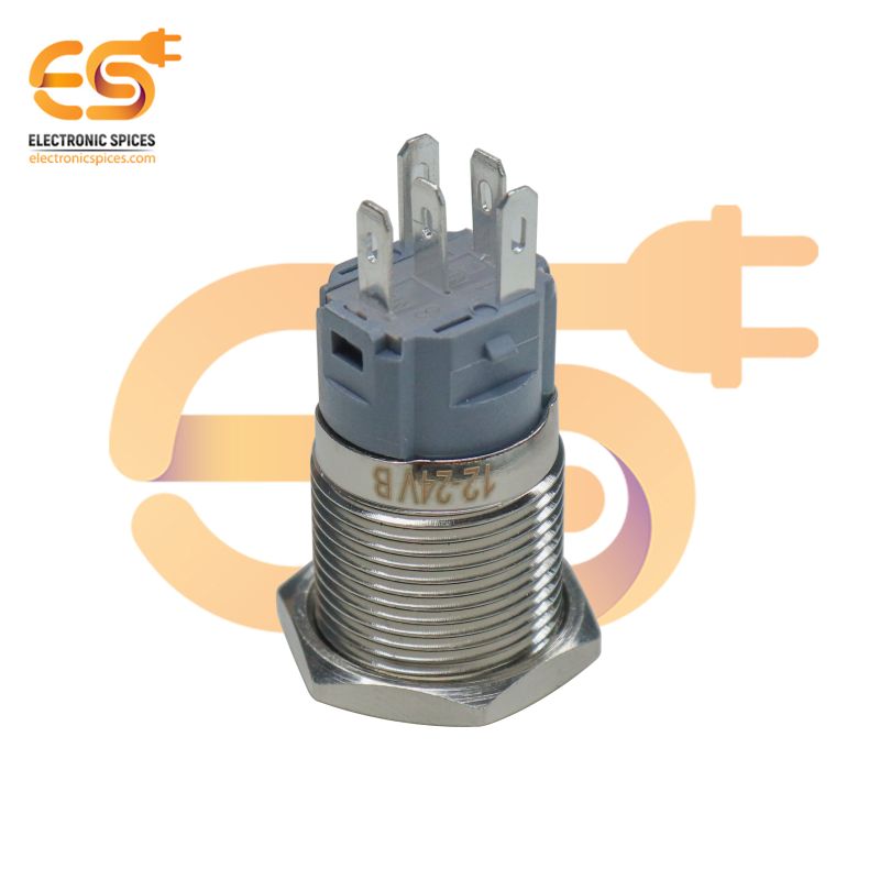 Buy 16mm 12-24V Ring Light Latching Push Button Metal Switch with Blue ...