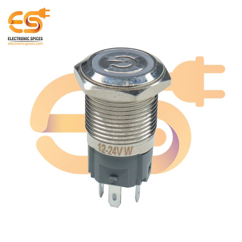 Buy White Ring Light Push Button 12V | Self Lock Metal Switch