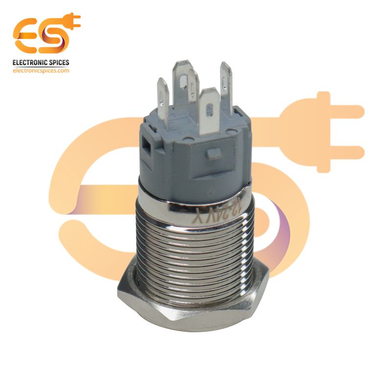 Buy 16mm Self Lock Push Button Switch with Yellow Indicator