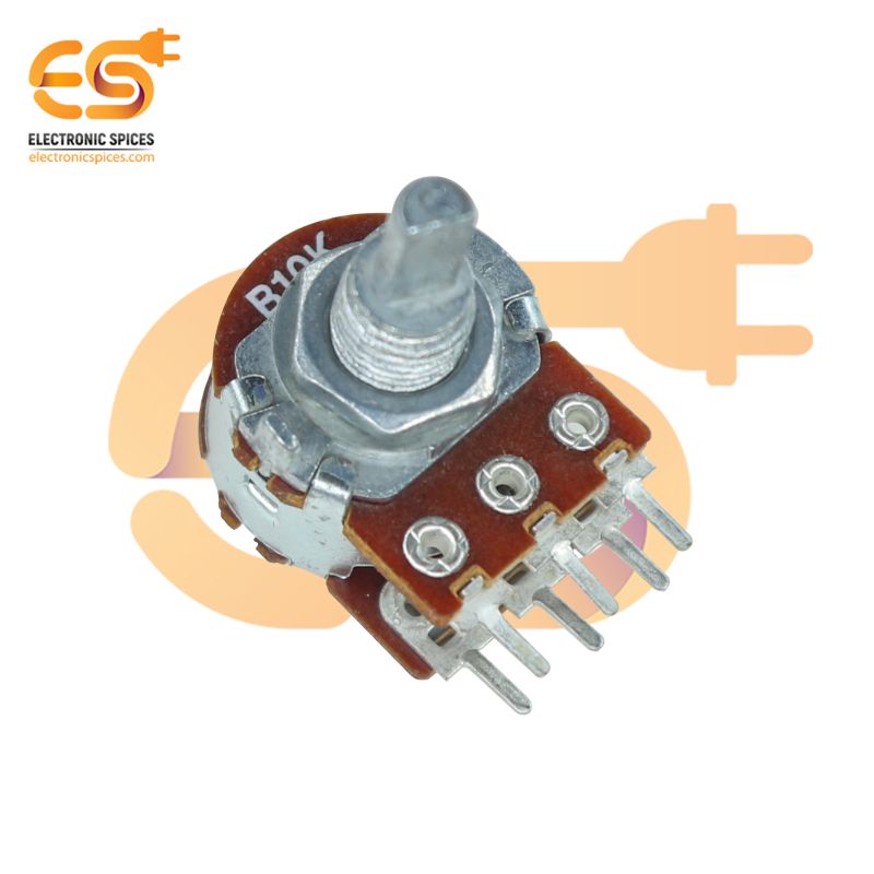 Buy 10K dual gang rotary potentiometer D Shape Shaft handle 6 pin pack ...