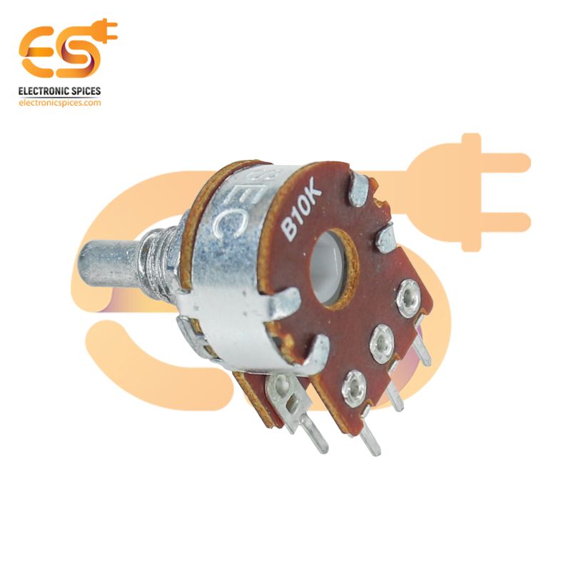 Buy 10K 10K dual gang rotary potentiometers D Shape Shaft Handle 6 Pin ...