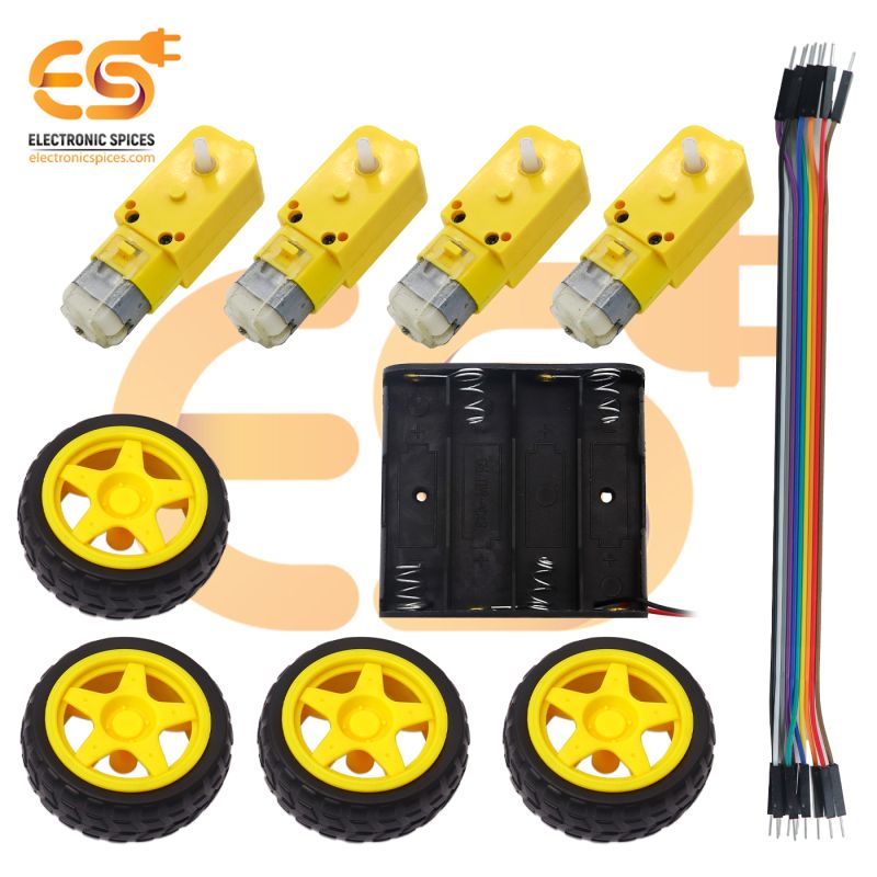 Dual Shaft BO Motor & Rubber Wheels Combo for Smart Car Robot