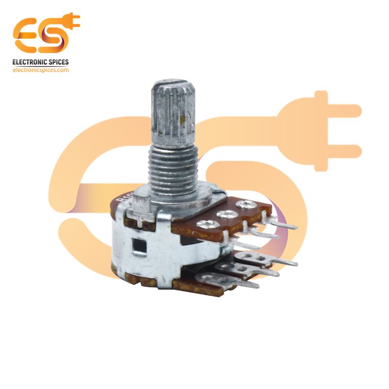 Combo of 10K 6 Pin Round Shaft Dual Gang Rotary Potentiometer Volume ...