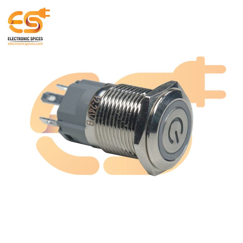 Buy 16mm 12-24V Ring Light Push Button Horn Type Metal Switch With Blue ...