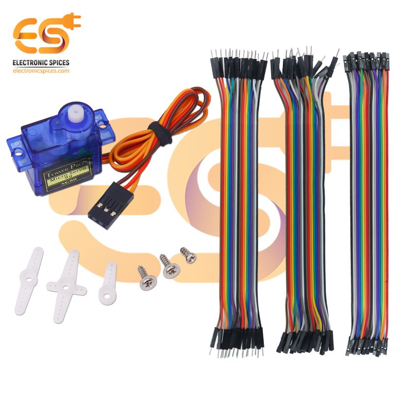 Combo Sg90 Micro Servo Motor With Multicolor Jumper Wire Cables